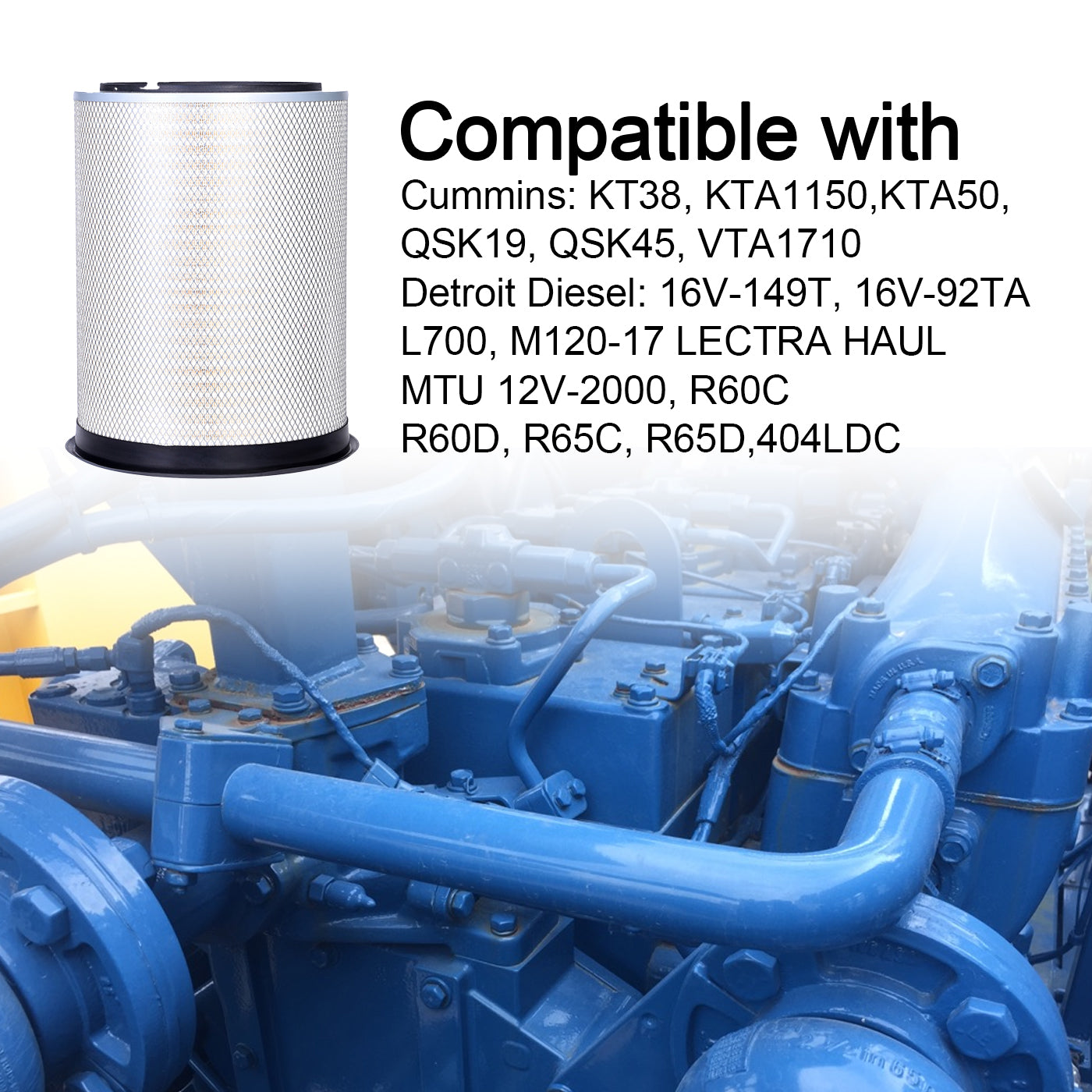 P181038 Engine Air Filter | Fit for Cummins KTA1150, KT38, QSK19 ...